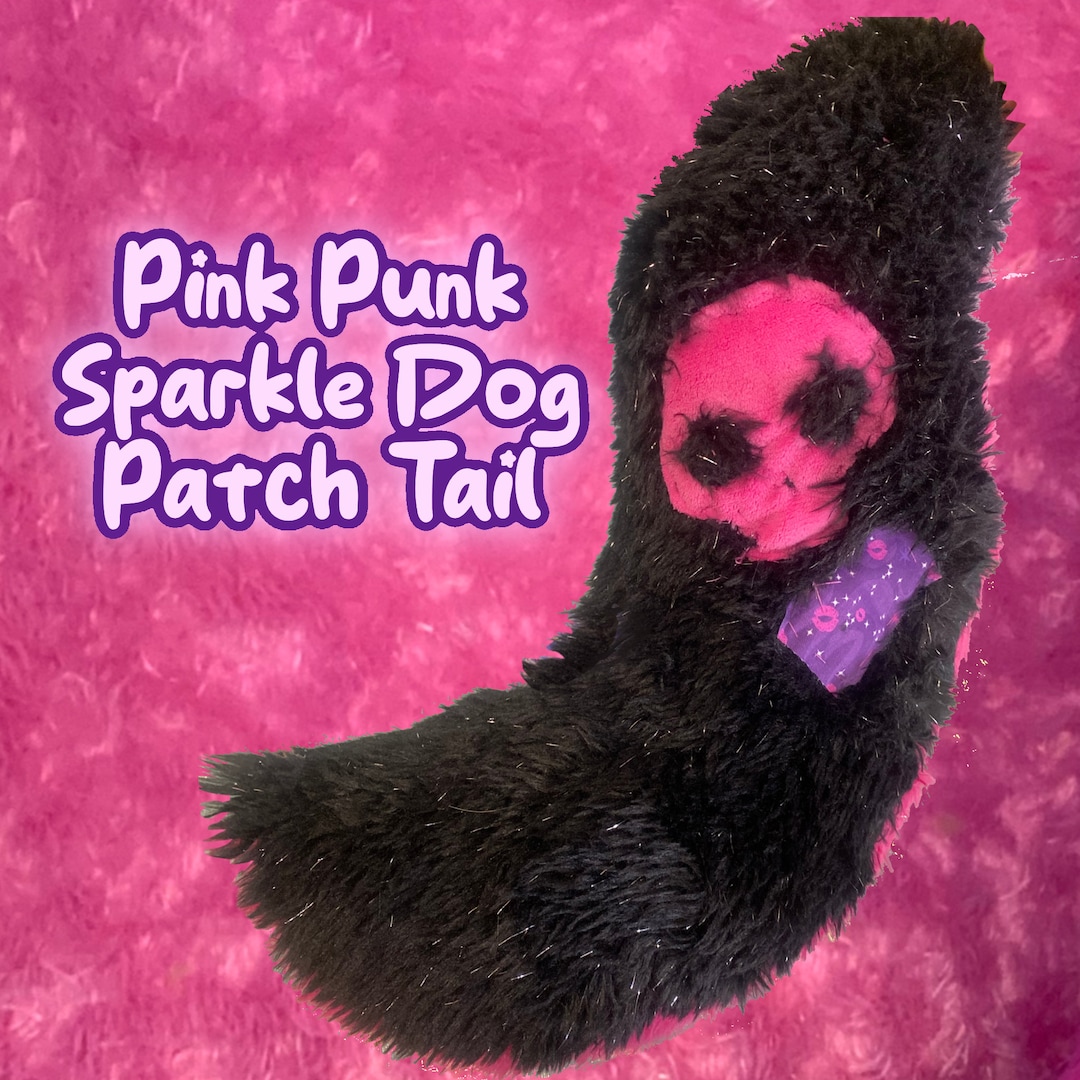 Pink & Black Sparkle Dog Patch Tail - Etsy
