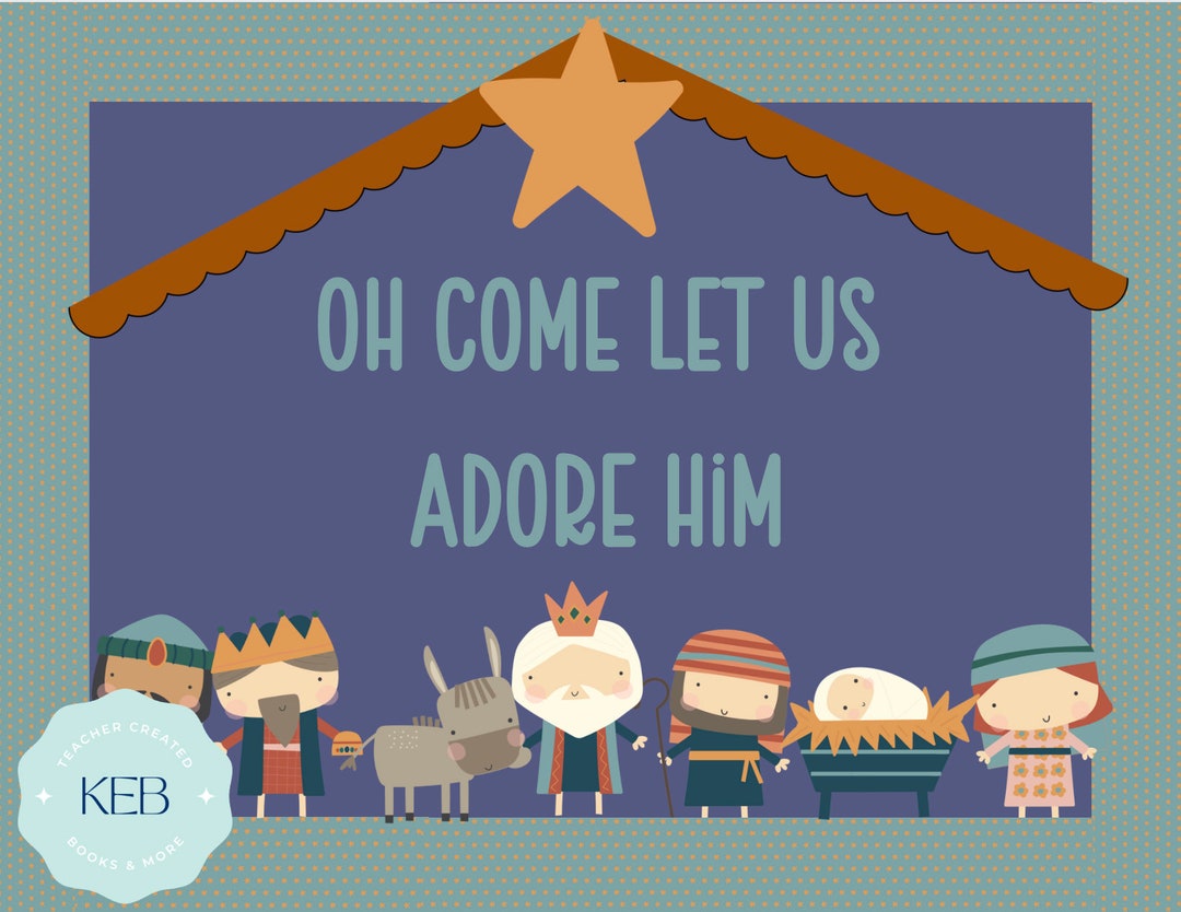 Oh Come Let Us Adore Him Christmas Nativity Bulletin Board Kit - Etsy