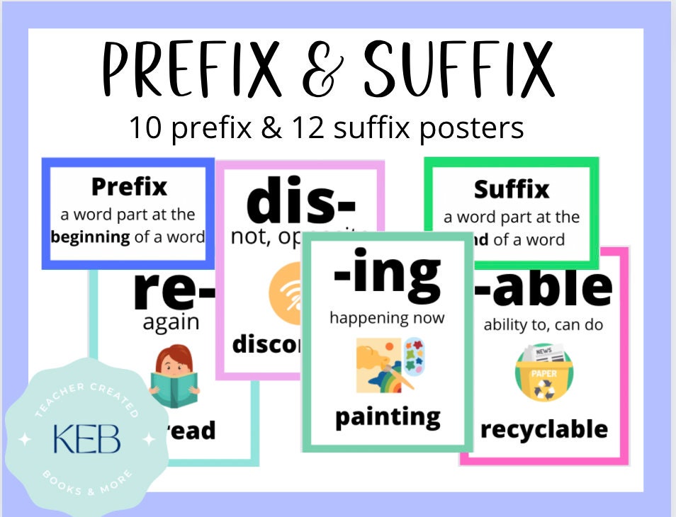 24 Rainbow Prefix & Suffix Posters for the Classroom - Etsy