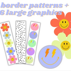 Retro Dot, Smile & Flower Borders for Bulletin Boards or Anywhere - Etsy