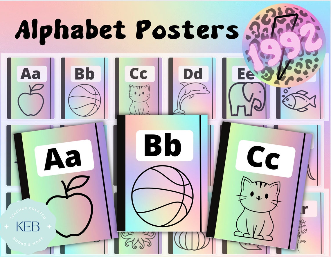 1992 Retro Rainbow Cheetah Classroom Decor Kit Bundle With 12 - Etsy