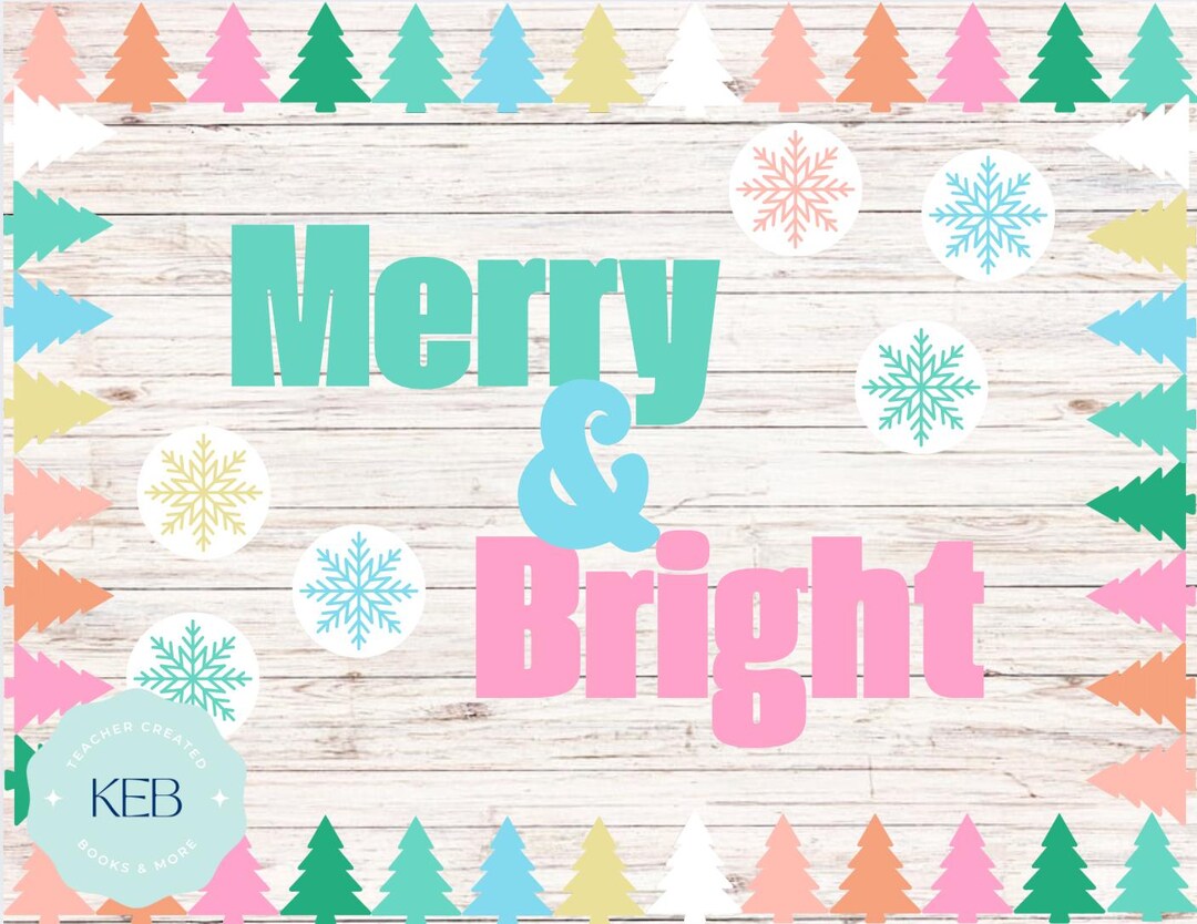 Merry & Bright Pastel Christmas Tree Bulletin Board - Etsy