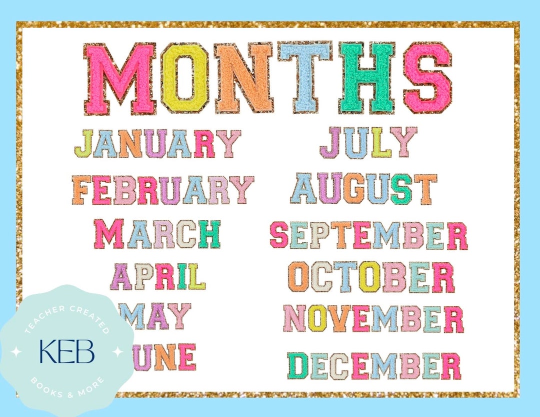 Bright Glitter 12 Months Classroom Decoration for Birthdays, Calendar ...