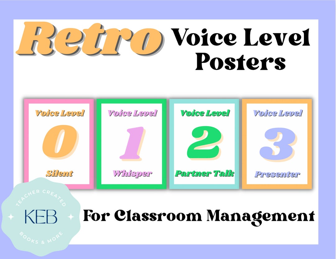 Retro Voice Level Posters for Classroom Management - Etsy