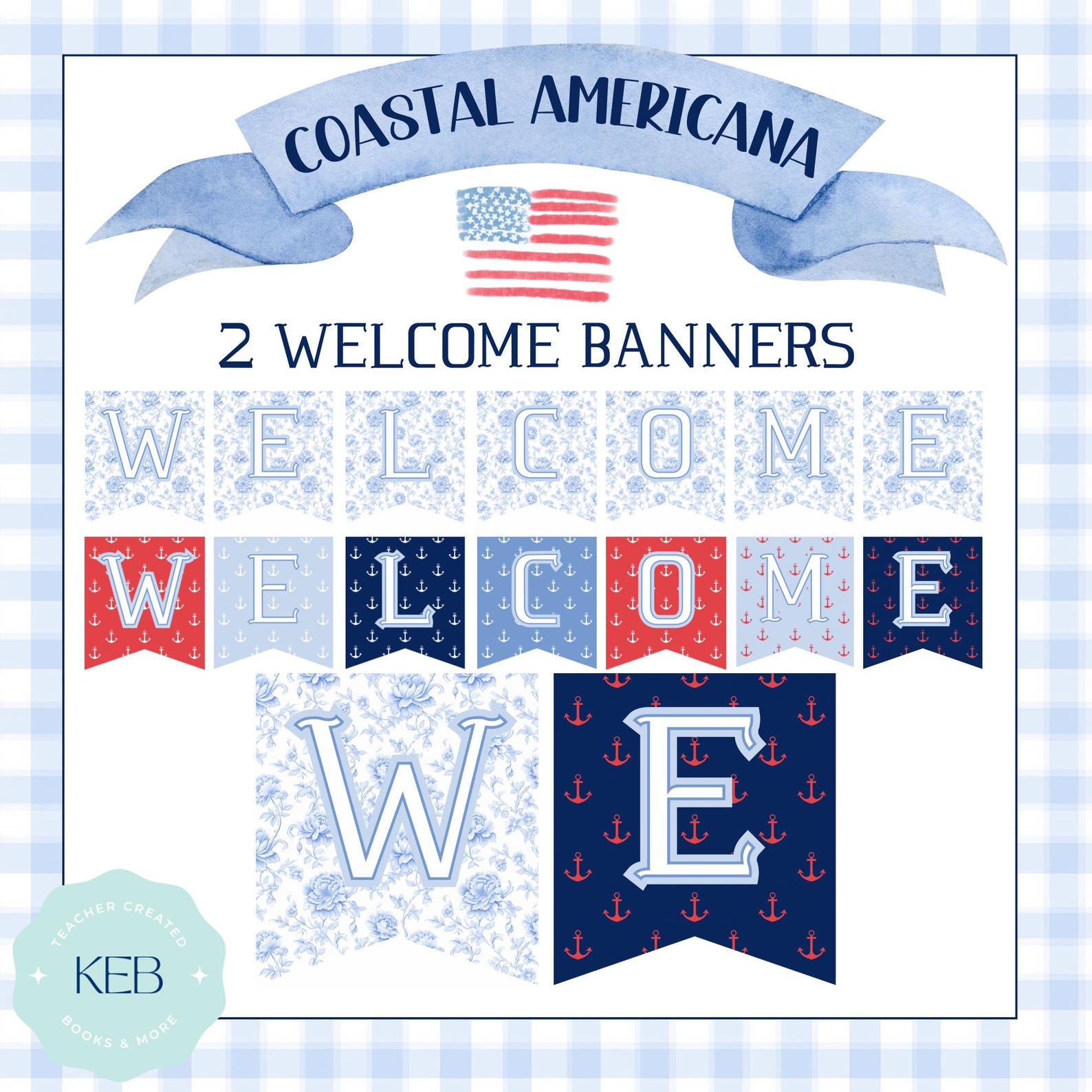 Coastal Americana Classroom Decor Kit | Digital Download | Calm ...