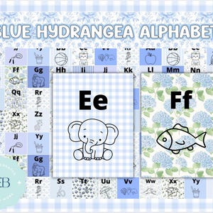 Preppy Blue Hydrangea Classroom Decor Bundle | Printable Teacher Decor ...