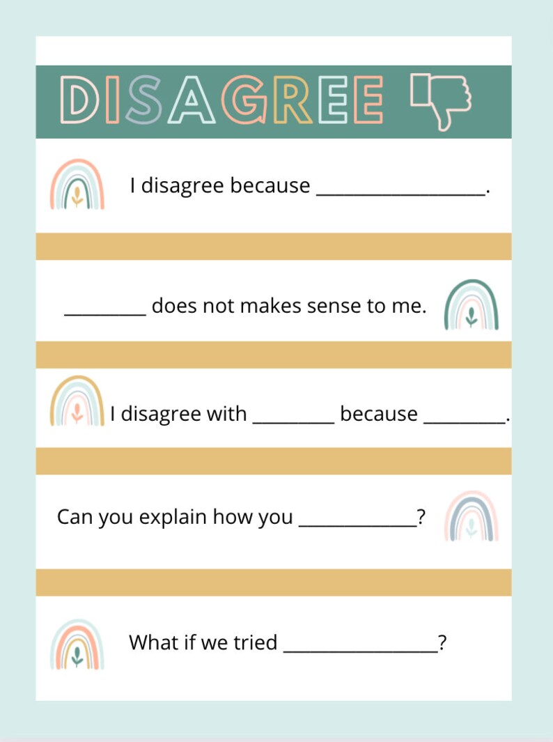 Partner Talk Sentence Frame Boho Rainbow Posters - Etsy