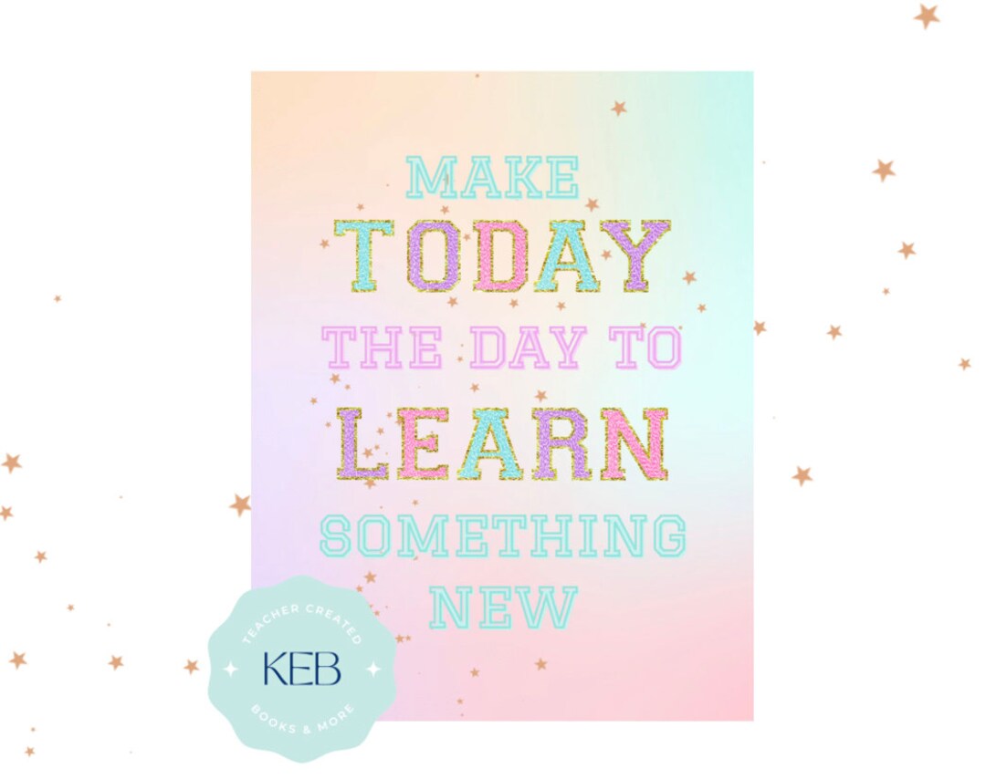 Rainbow Varsity Glitter Learn Something New - Etsy