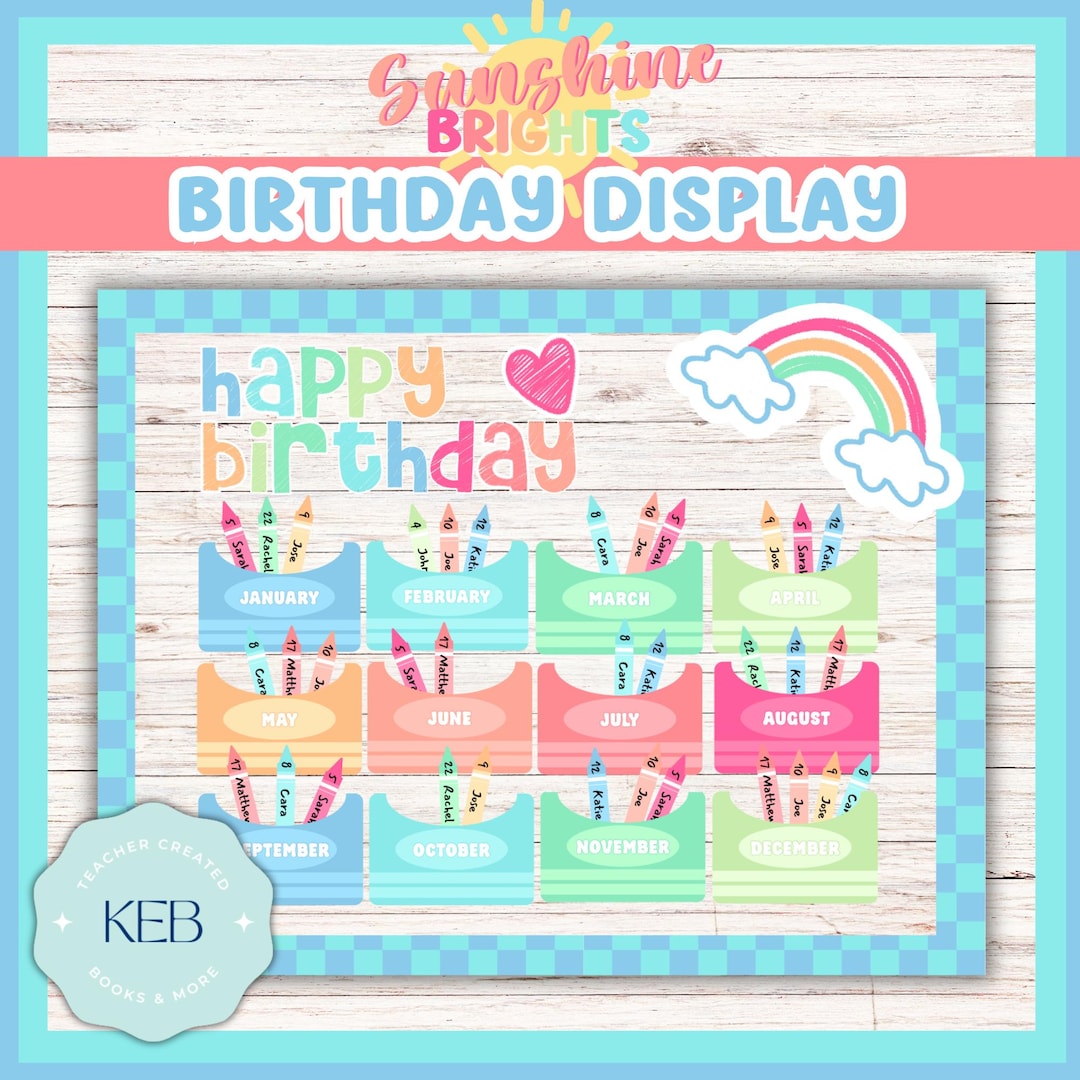 Sunshine Bright Crayon Box Birthday Display | Rainbow Classroom Decor ...