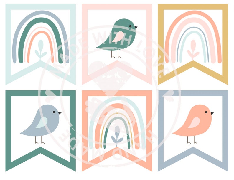 Boho Rainbow and Birds Class Decor Pack - Etsy