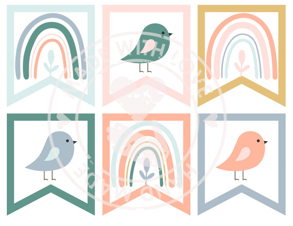 Boho Rainbow and Birds Class Decor Pack - Etsy