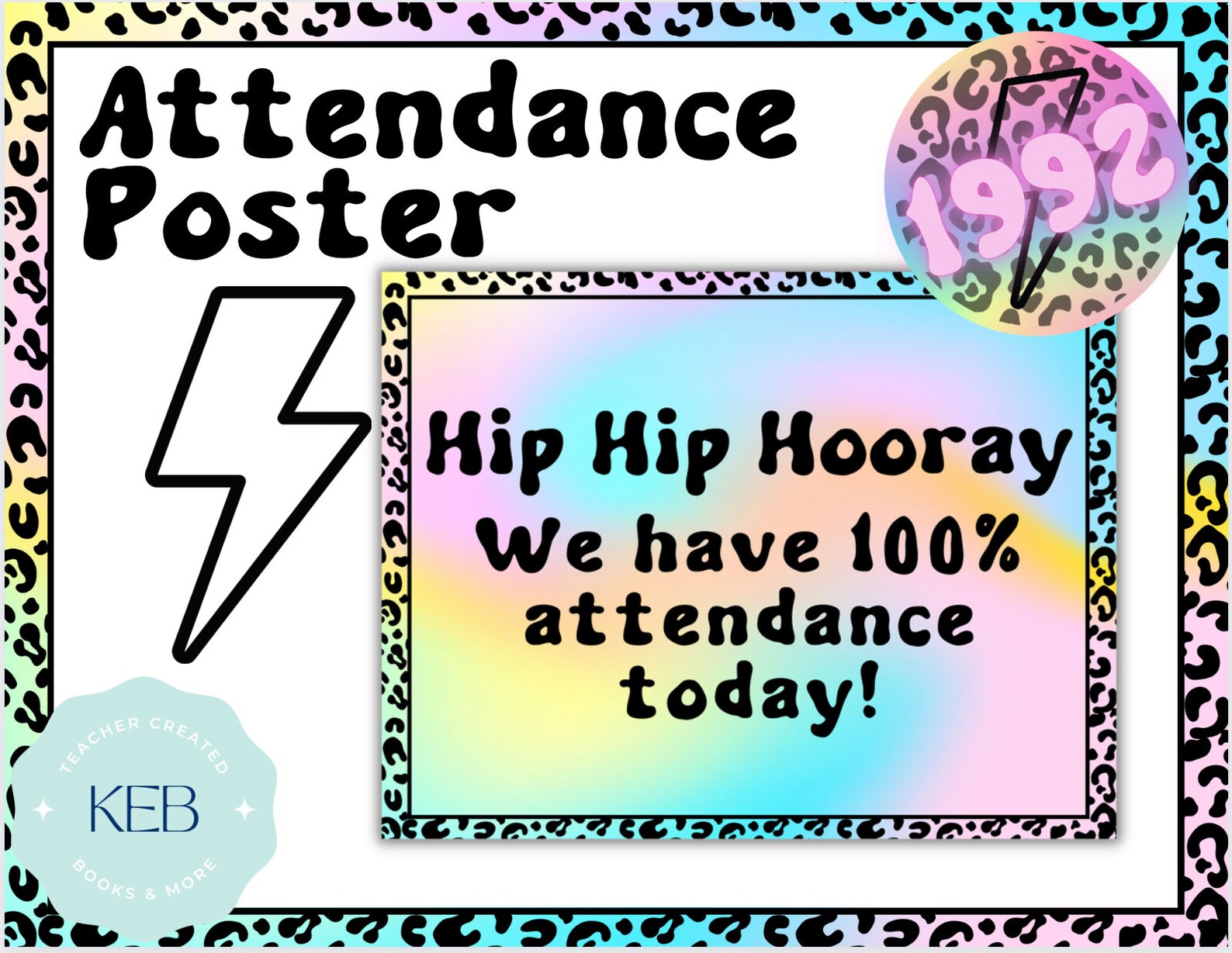 1992 Retro Rainbow Cheetah Classroom Decor Kit Bundle With 12 - Etsy