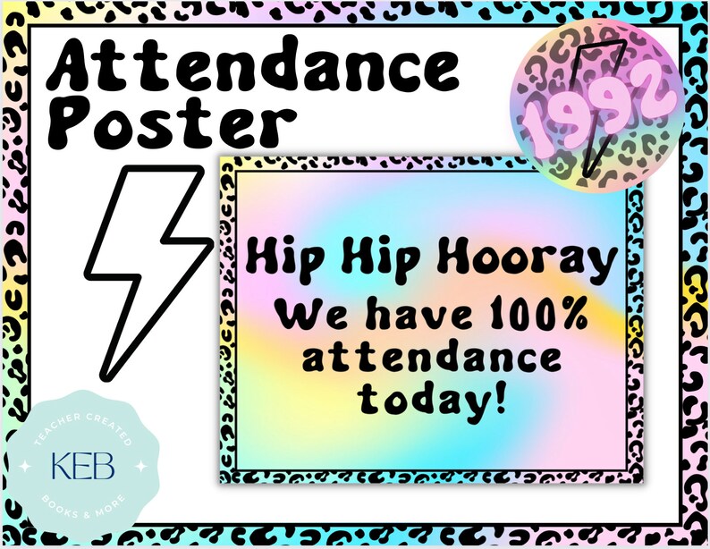 1992 Retro Rainbow Cheetah Classroom Decor Kit Bundle With 12 - Etsy