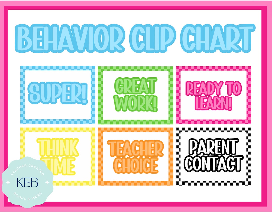 Checker Behavior Clip Chart in Bright Colors - Etsy
