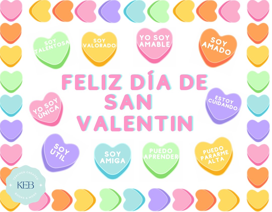Spanish Valentines Conversation Heart Affirmation Bulletin Board Kit - Etsy