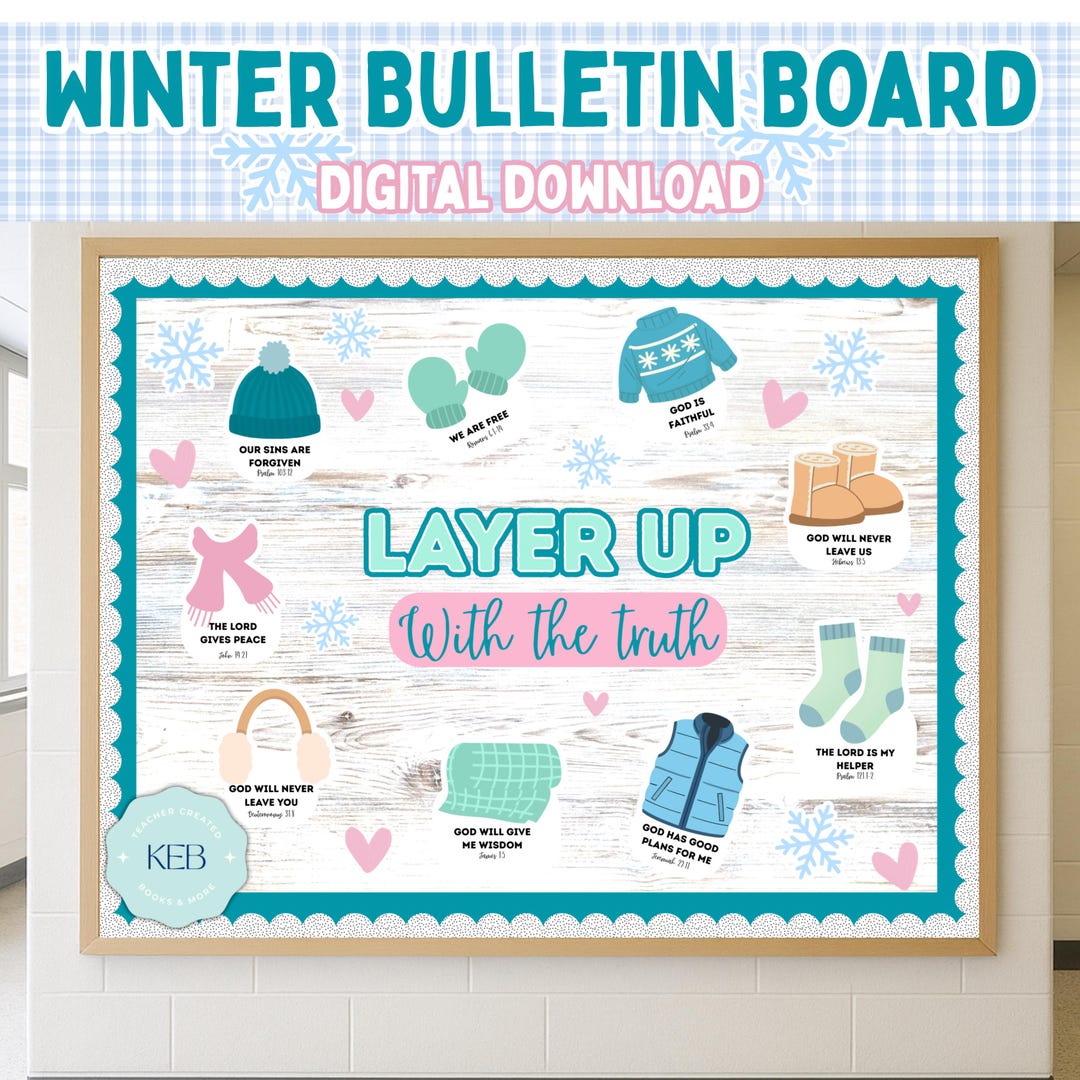 Christian Bulletin Board | Winter Blue Biblical Promises | Elementary ...
