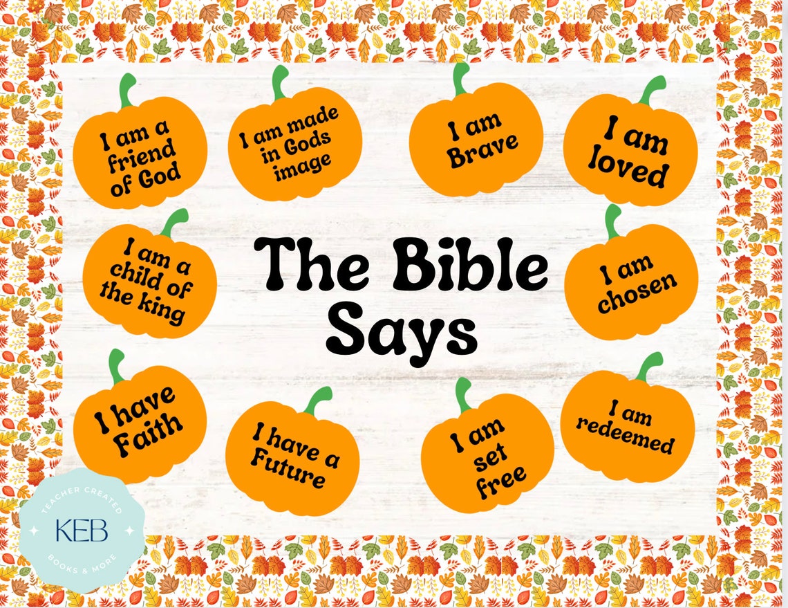 Biblical Affirmation Fall Pumpkin Bulletin Board Kit - Etsy