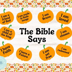 Biblical Affirmation Fall Pumpkin Bulletin Board Kit - Etsy
