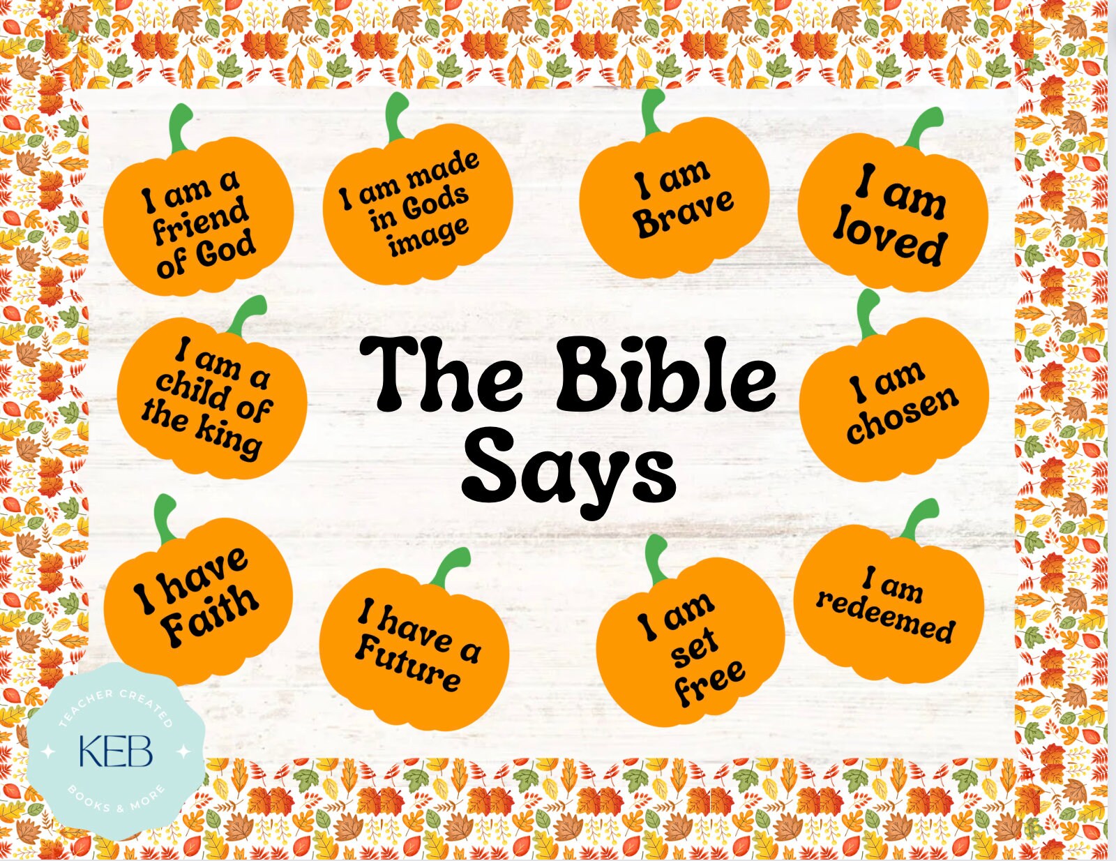 Biblical Affirmation Fall Pumpkin Bulletin Board Kit - Etsy