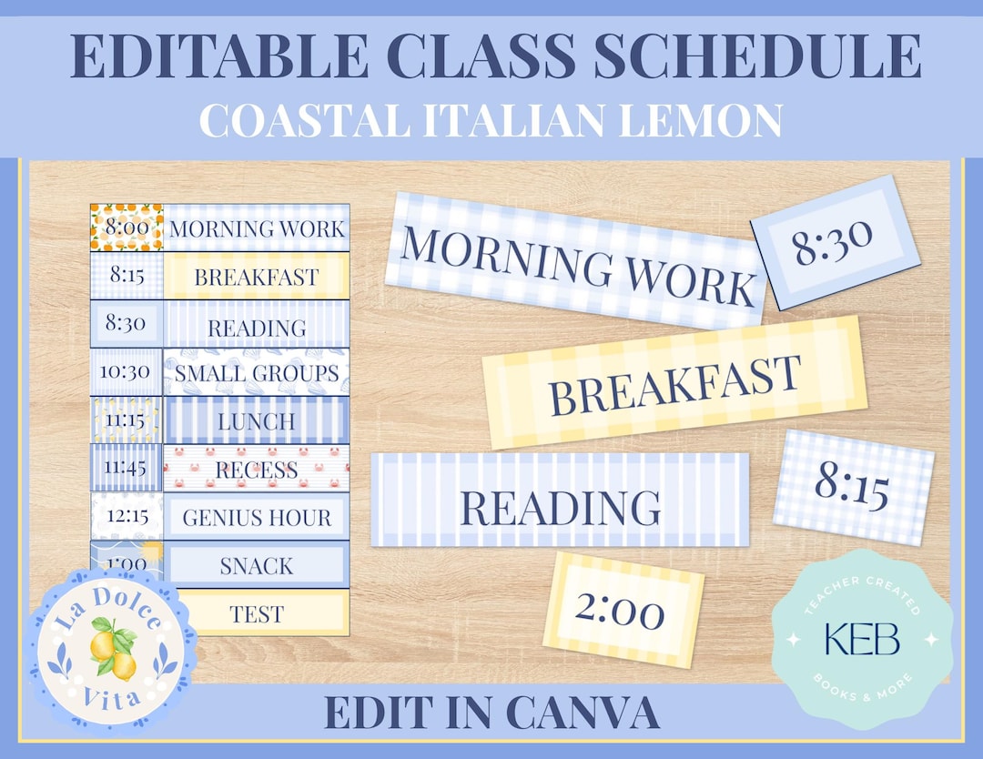 Editable Class Schedule Whiteboard, Lemon Classroom Decor, Daily ...