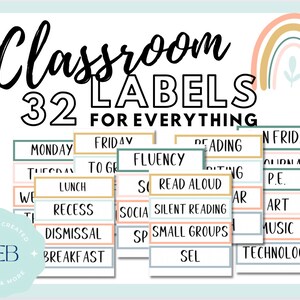 32 Classroom Labels for Schedules, Organization and Calendar Flip Chart ...