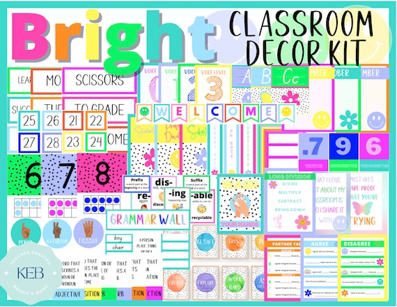 Bright Complete Classroom Decor Kit for All Elementary Grade - Etsy