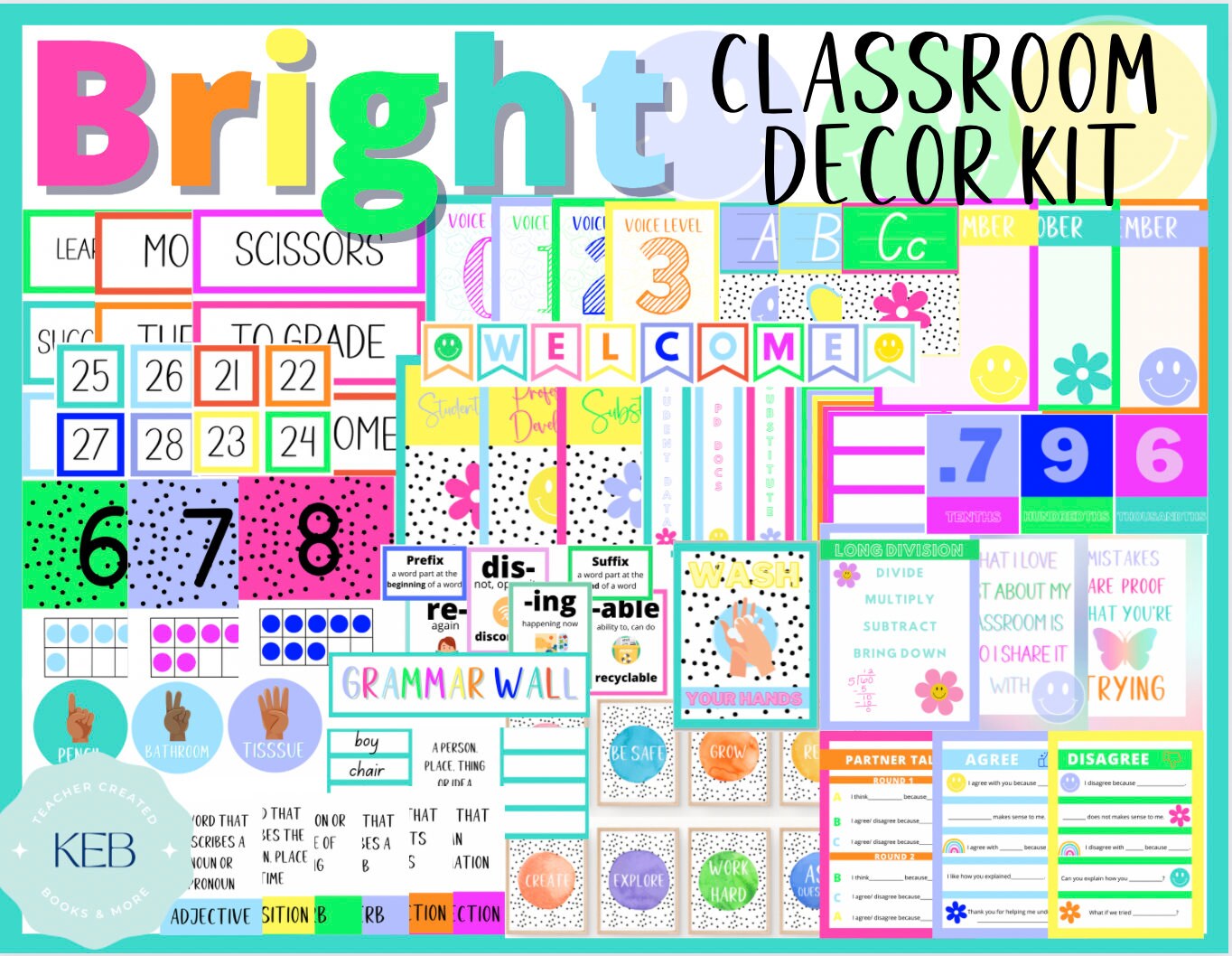 Bright Complete Classroom Decor Kit for All Elementary Grade Levels - Etsy