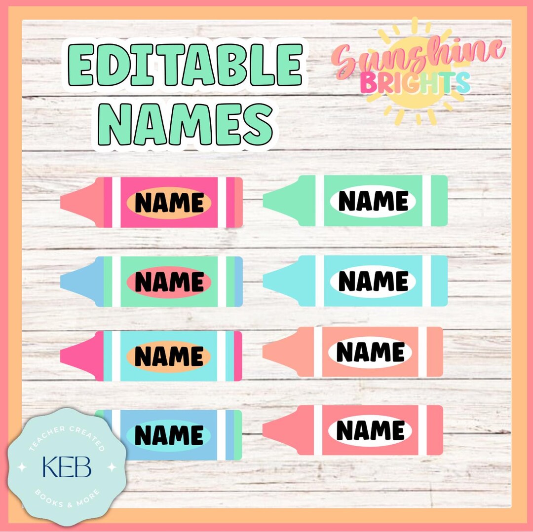 Sunshine Brights Editable Name Tags | Colorful Classroom Decor ...