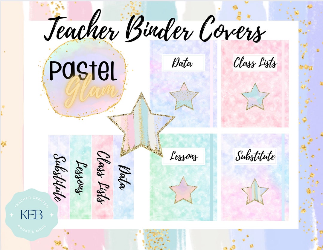 Pastel Glam Teacher Binder Covers & Spines - Etsy