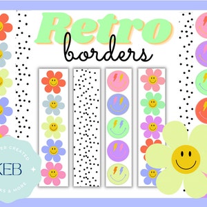Retro Dot, Smile & Flower Borders for Bulletin Boards or Anywhere - Etsy