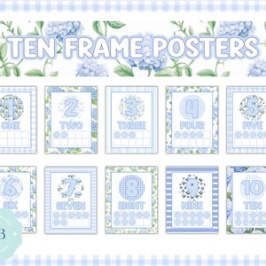 Preppy Blue Hydrangea Classroom Decor Bundle | Printable Teacher Decor ...