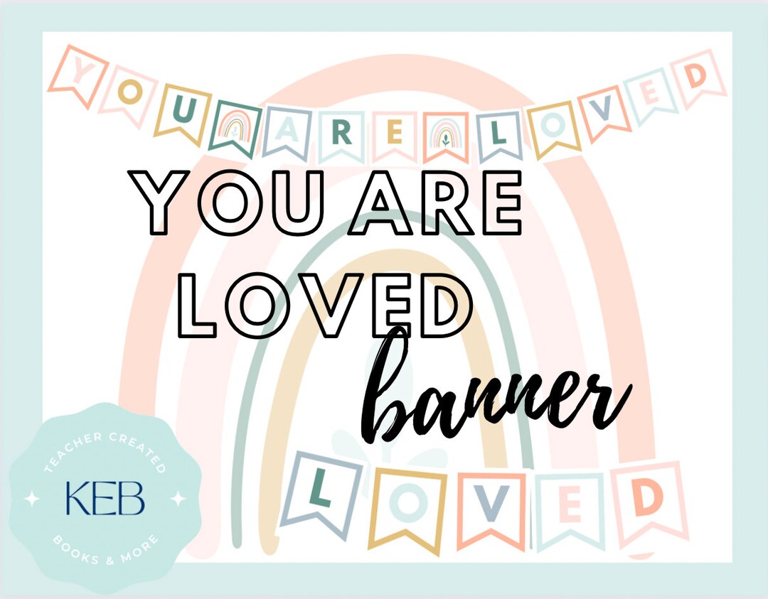 You Are Loved Boho Rainbow Banner - Etsy