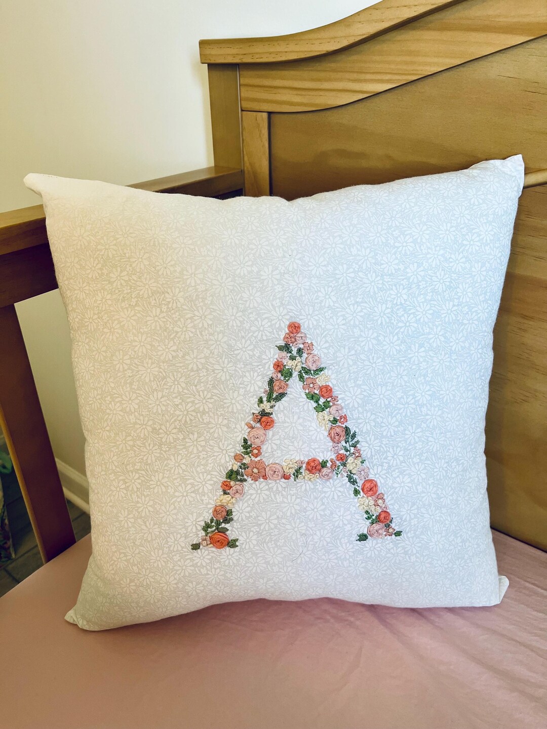 Floral Embroidery Pattern – Letter A PDF | Monogram Hand Embroidery ...