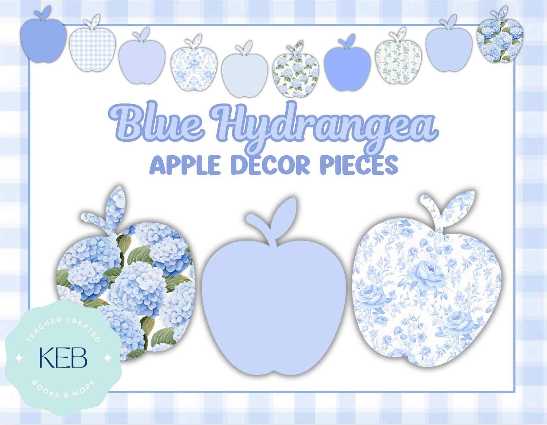 Preppy Blue Hydrangea Apple Decor Pieces - Etsy