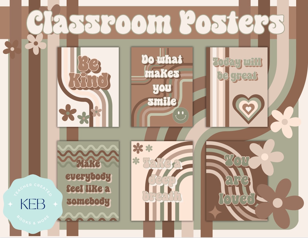 6 Retro Inspirational Classroom Posters - Etsy