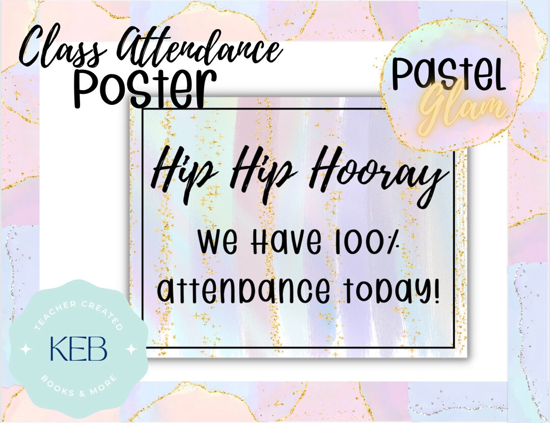 Pastel Glam Class Attendance Poster - Etsy