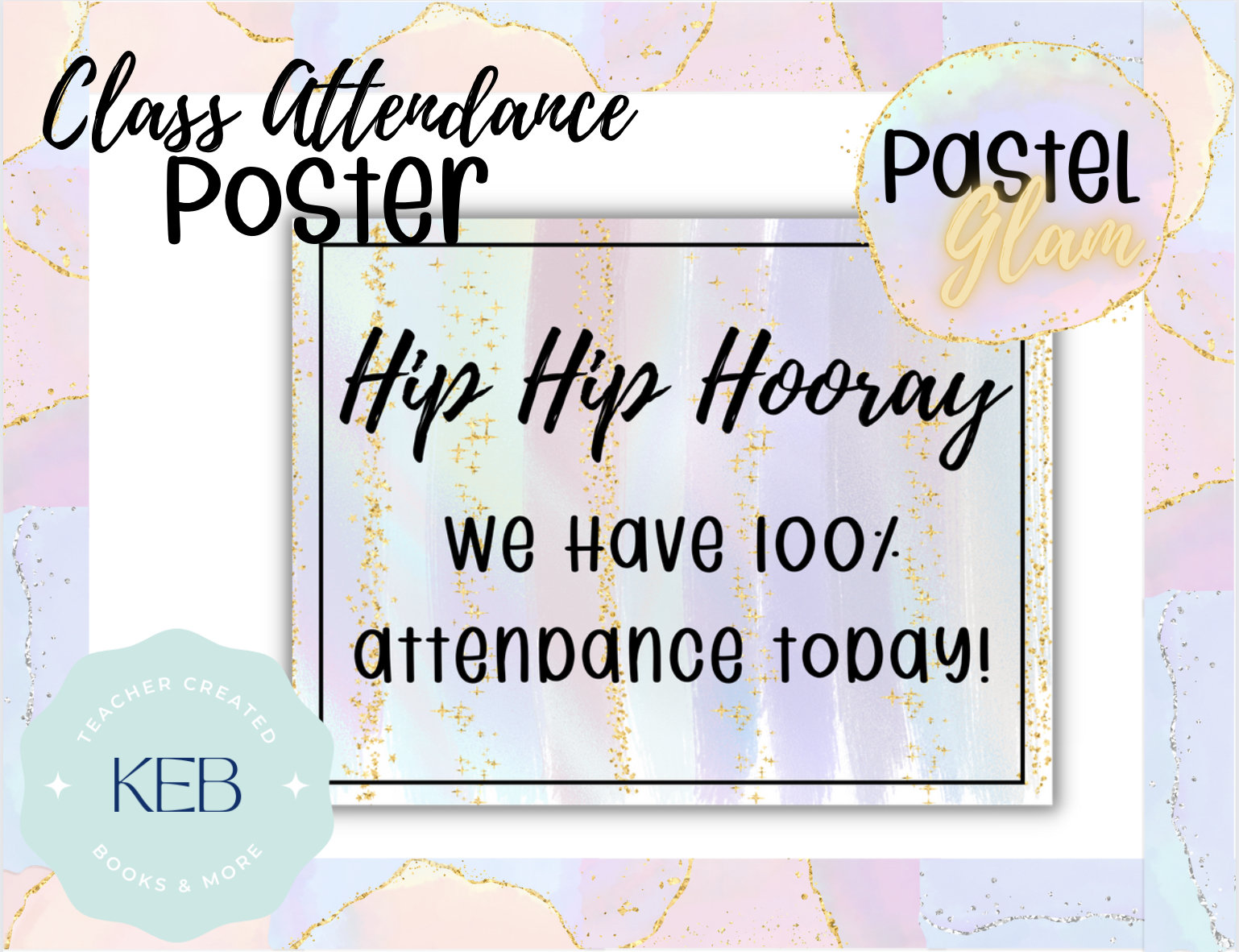 Pastel Glam Class Attendance Poster - Etsy