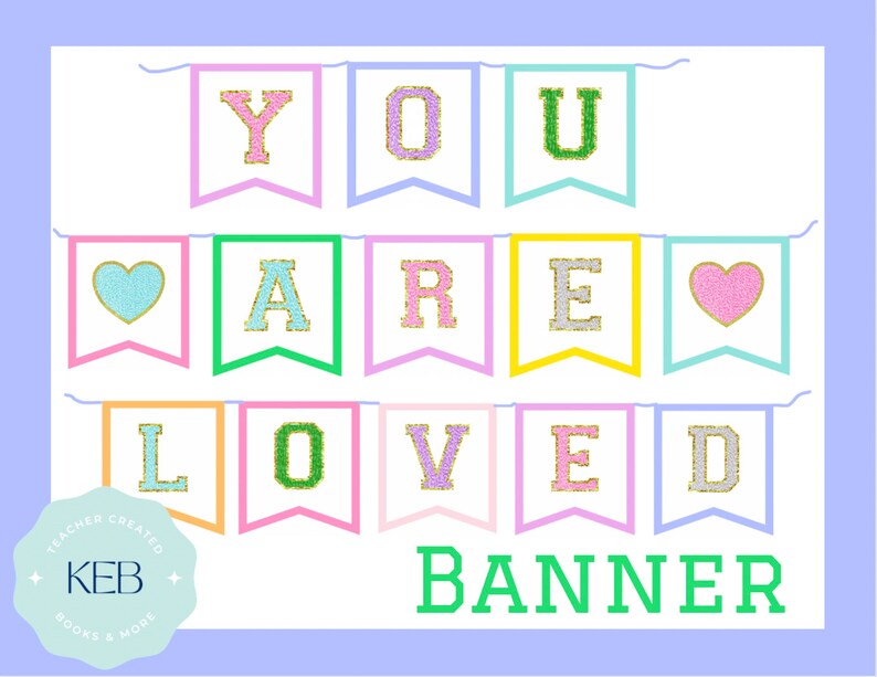 You Are Loved Rainbow Varsity Glitter Banner - Etsy