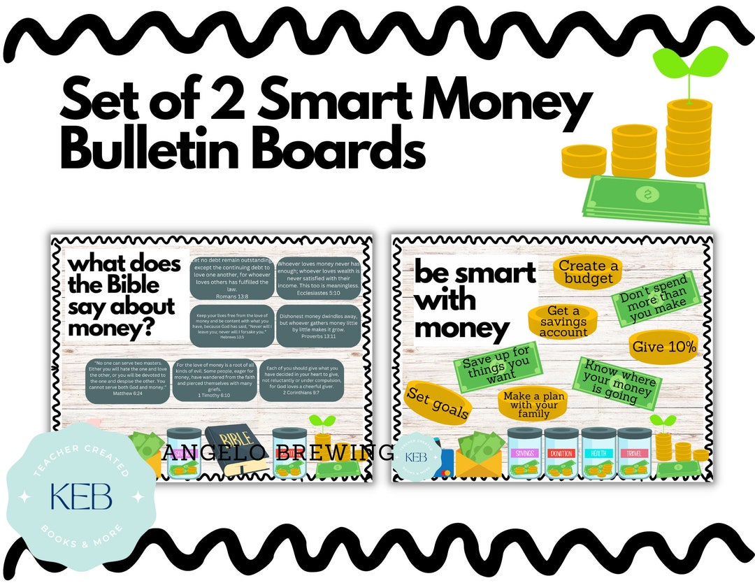 Set of 2 Smart Money Bible Verse Bulletin Boards - Etsy