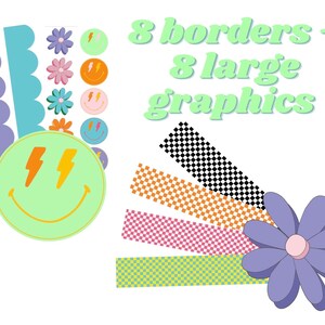 Retro 2 Checkered, Smile, Scalloped & Flower Borders for Bulletin ...
