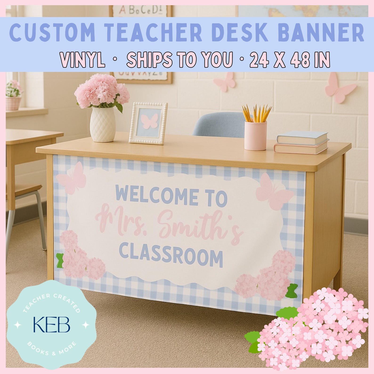 Custom Teacher Desk Banner – Personalized Welcome Sign for Classroom ...