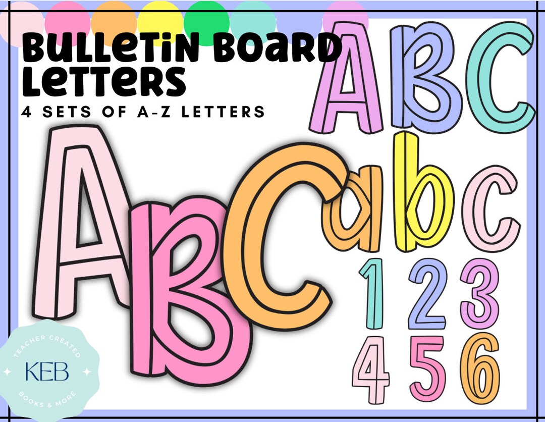 Rainbow Bulletin Board Letters A-Z - Etsy