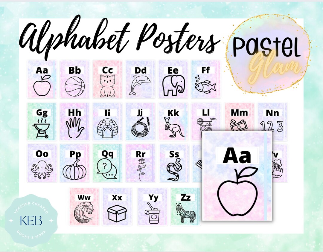 A-Z Pastel Glam Alphabet Posters - Etsy