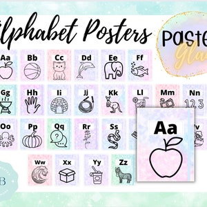 A-Z Pastel Glam Alphabet Posters - Etsy