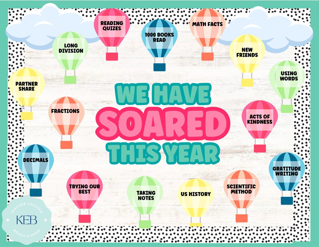 Editable End of the Year Hot Air Balloon Bulletin Board - Etsy