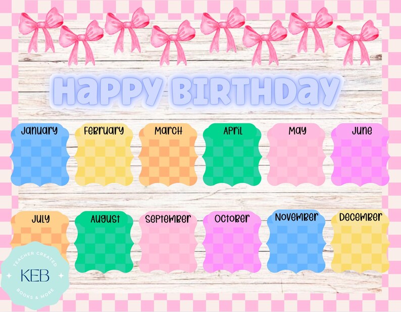 Birthday Bows Classroom Bulletin Board Kit - Etsy