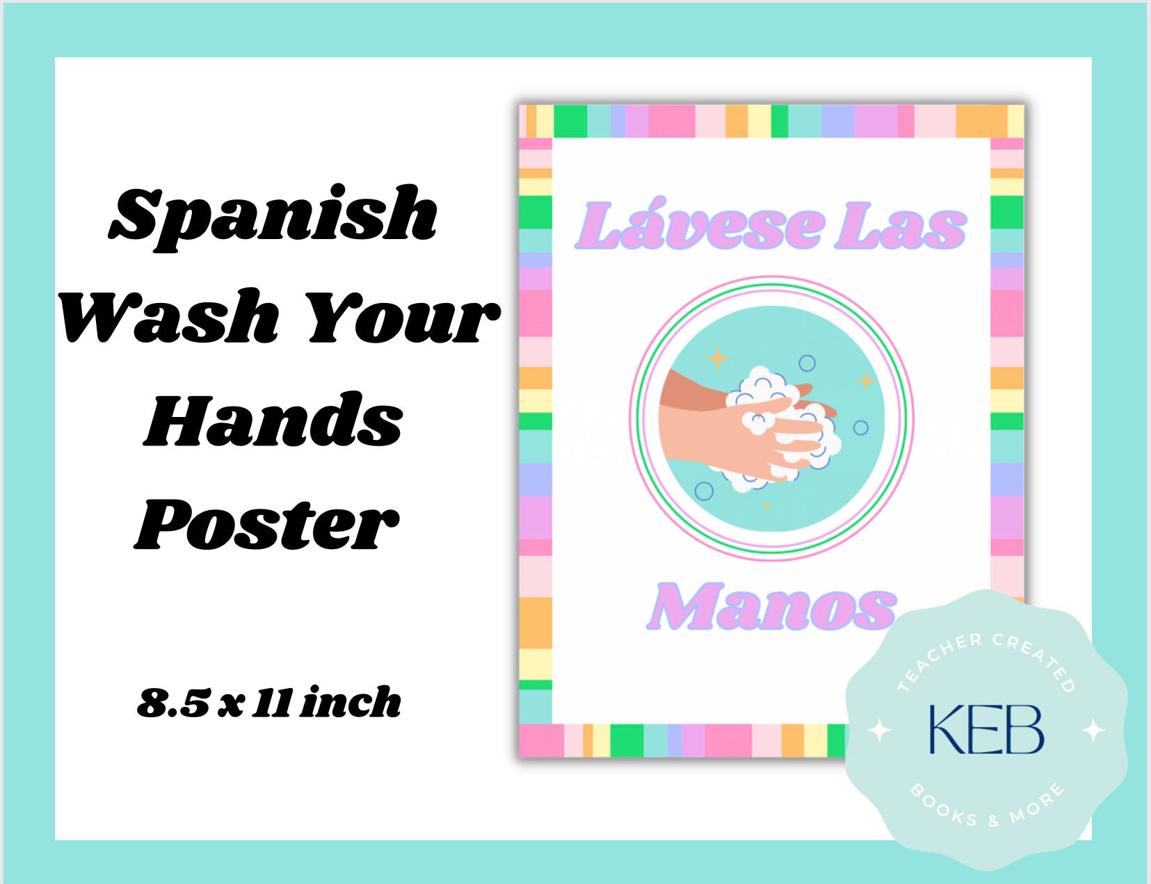 Spanish Wash Your Hands Poster - Etsy