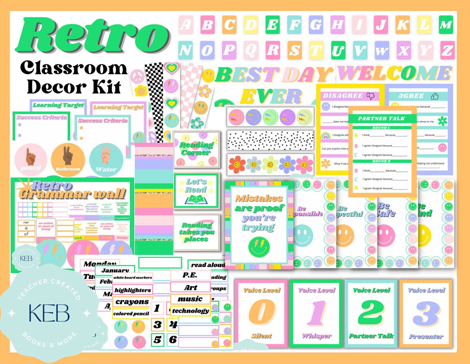 Retro Classroom Decor Kit - Etsy
