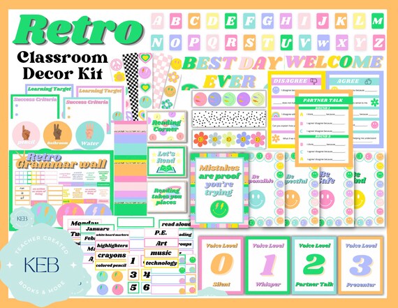 Retro Classroom Decor Kit - Etsy