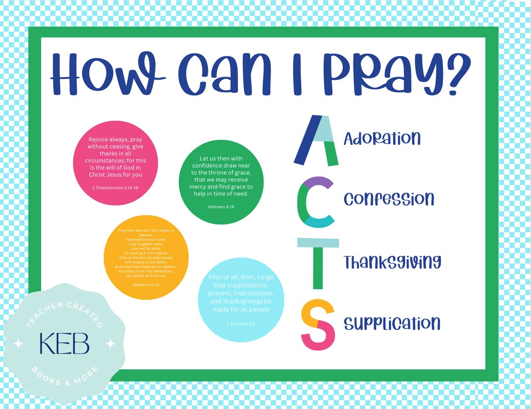 How Can I Pray Bible Verse ACTS Bulletin Board Kit - Etsy